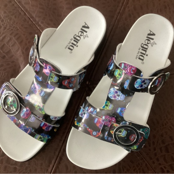Alegria | Shoes | Algeria Sandals Black With Candy Skulls Size 39 ...